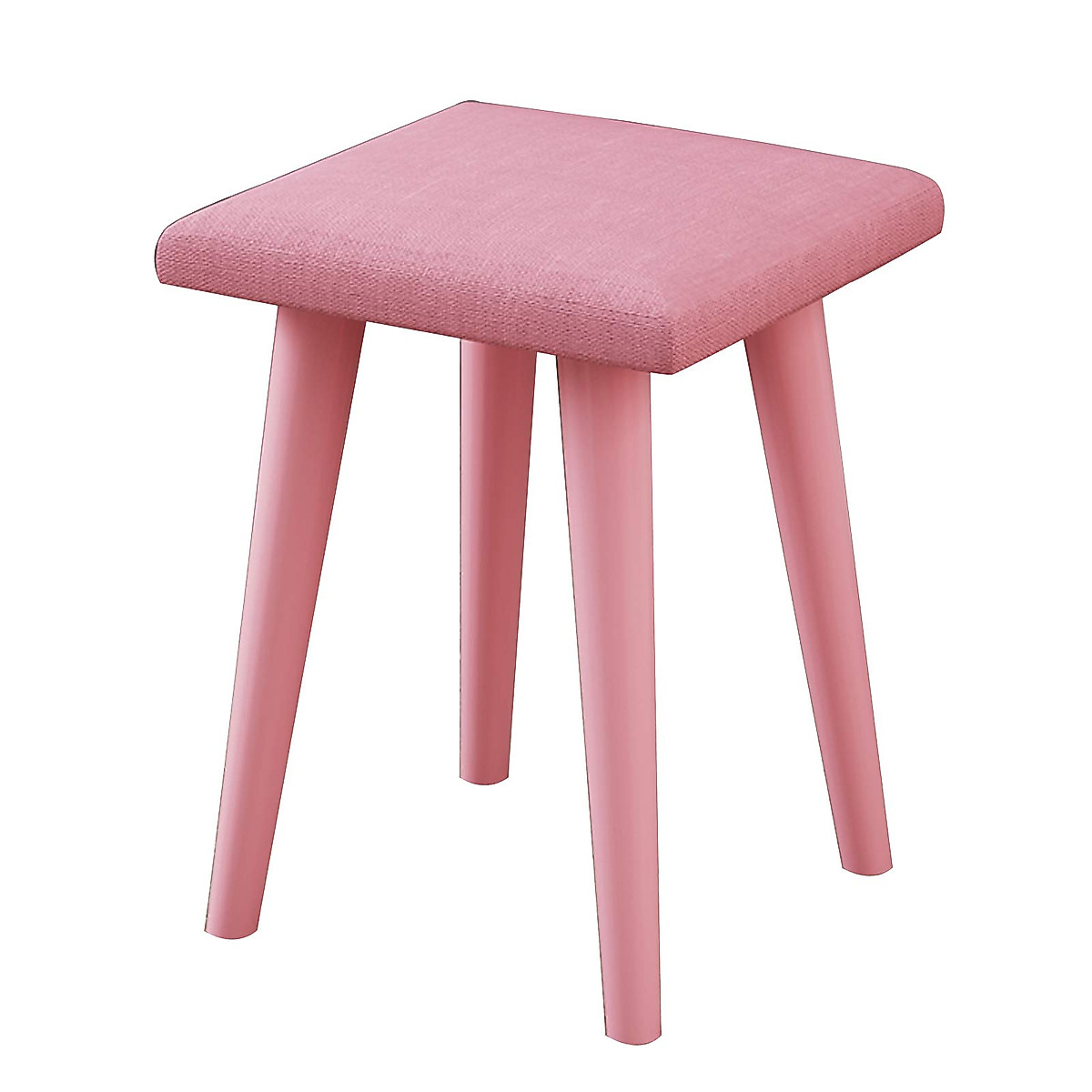 Wowdawn Dressing Stool,Cotton and Linen Material,Solid Wood Legs,Simple Home Chair, Bedroom Dressing Table Small Stool, Makeup Stool,Bearing 100kg