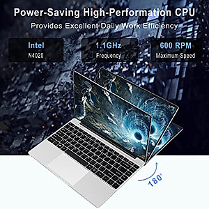 Ruzava 14" Laptop 6GB RAM 64GB Storage Support 1TB SSD Expansion Traditional Laptops Win 10 2.4G+5G WiFi Bluetooth 4.2 USB HDMI 1920x1080 FHD WOZIFAN with Wireless Mouse for Work Study -Silver