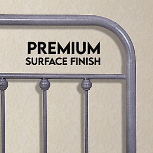 AMBEE21 CastleBeds Vintage Twin Size Silver Iron Bed Frame with Headboard Footboard Wrought Rod Art Heavy Duty Steel Metal Platform Foundation Farmhouse Industrial Victorian Style 600 lbs Capacity