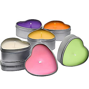 DEYBBY Scented Soywax Tea Light Candles, Big Size Heart Shaped Aromatherapy Candle - 6 Hours Burn Time, Silver Metal Travel Tin, for Spa, Home Décor, Wedding and Valentine's Day…