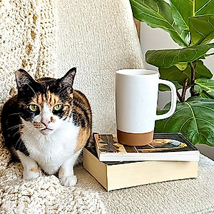 Mora Ceramics Large Tea Mug with Loose Leaf Infuser and Ceramic Lid, 18 oz, Portable, Microwave and Dishwasher Safe, Tall Coffee Cup - Rustic Matte Ceramic Glaze, Modern Herbal Tea Strainer, Cotton