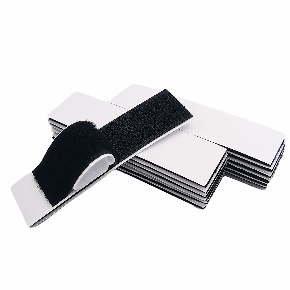 JEWOSTER 16 Sets 1x4 Inch Hook and Loop Strips with Adhesive - Double Sided Tape Heavy Duty for Wall Crafts - Sticky Back Fastener Mounting Tape for Home or Office Use,Indoor & Outdoor Use,Black