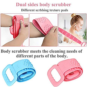 Back Scrubber for Shower，Lengthen Body Brush Exfoliating Loofah Brush Bathing Tool for Men Women,Hygienic Easy to Clean,Improves Blood Circulation and Skin Health(Pink)