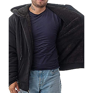 Jvini Men's Ultra Soft Sherpa Lined Hoodie - Full Zip-Up Fleece Sweatshirts 2X-Large Black