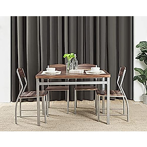 Abington Lane 5-Piece Dining Table Set w/Four (4) Chairs - Modern and Sleek Dinette for The Contemporary Home - (Cedarwood Finish)