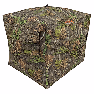 ALPS OutdoorZ Deception Pop Up Hunting Blind Featuring Unique Small Footprint Four Hub Design, Wide Windows with Silent Open, Extra Large Easy Access Door, Mossy Oak Obsession