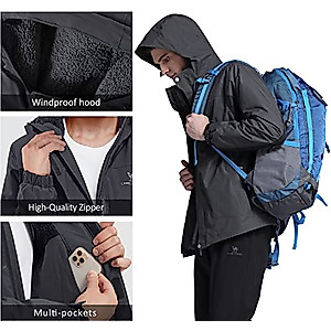CAMEL CROWN Men's Waterproof Ski Jacket Winter Coat Windbreaker Fleece Inner Snow Hiking Outdoor