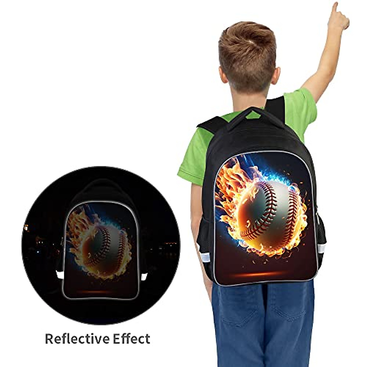 RTBBCKS Boys Backpack and Lunch Box,Set of 3 Unique Baseball Patterns Perfect for Kids