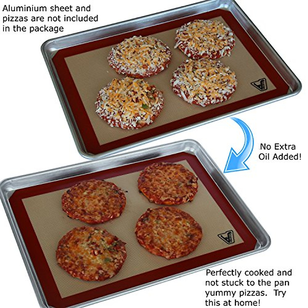 Silicone Baking Mat - Set of 3 Half Sheet (Thick & Large 11 5/8 x 16 1/2) - Non Stick Silicon Liner for Bake Pans & Rolling - Macaron/Pastry/Cookie/Bun/Bread Making - Professional Grade Nonstick by Velesco
