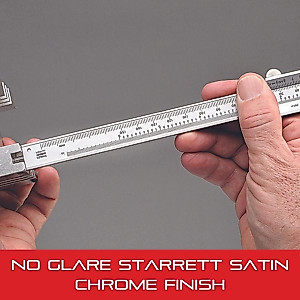 Starrett Master Vernier Caliper with Hardened Stabilized Bars, Satin Chrome Finish and Screw-Type Adjusting Spring Nut - 0-12" Range, .001" Graduations - 123Z-12
