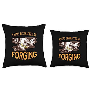 Anvil & Forging Designs Blacksmith Smith Forging Metalworking Funny Throw Pillow, 18x18, Multicolor