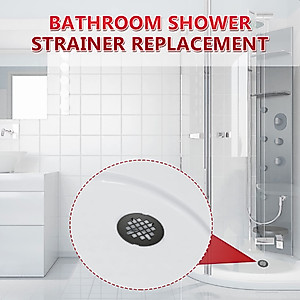 4-1/4" OD Shower Drain Assembly, Snap in Shower Base Drain and Matte Black Round Grid Strainer Cover, Fits 2 in. Schedule 40 ABS and PVC Pipes, Stainless Steel Cap, ABS Drain Base