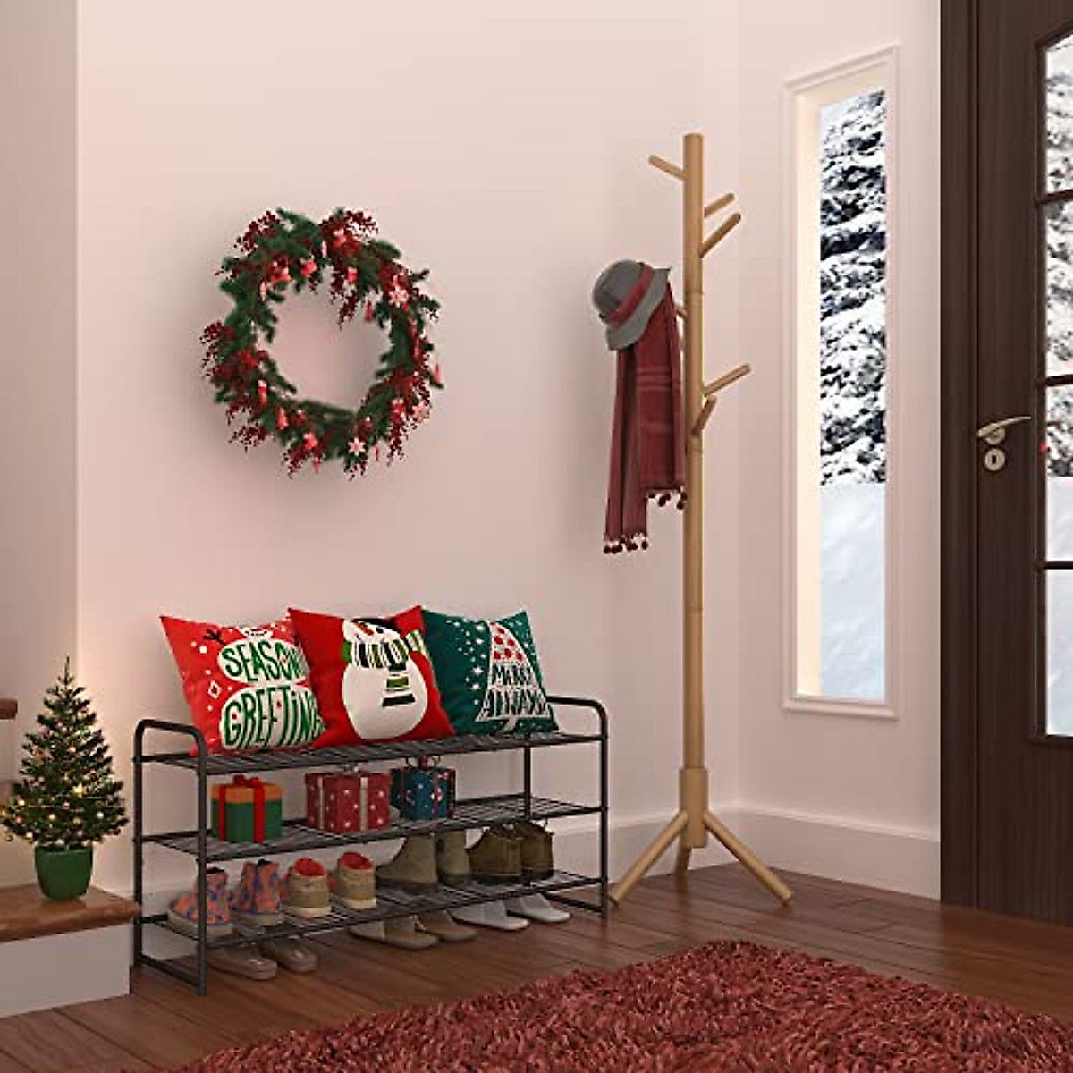 YMYNY Freestanding Shoe Racks, 3 Tiers Stackable & Adjustable Shoe Storage Shelf, Extra Large Capacity Shoe Organizer Stand for 20-24 Pairs, for Entryway, Closet, Bedroom, Black, 42.9" L, UHXJ302B