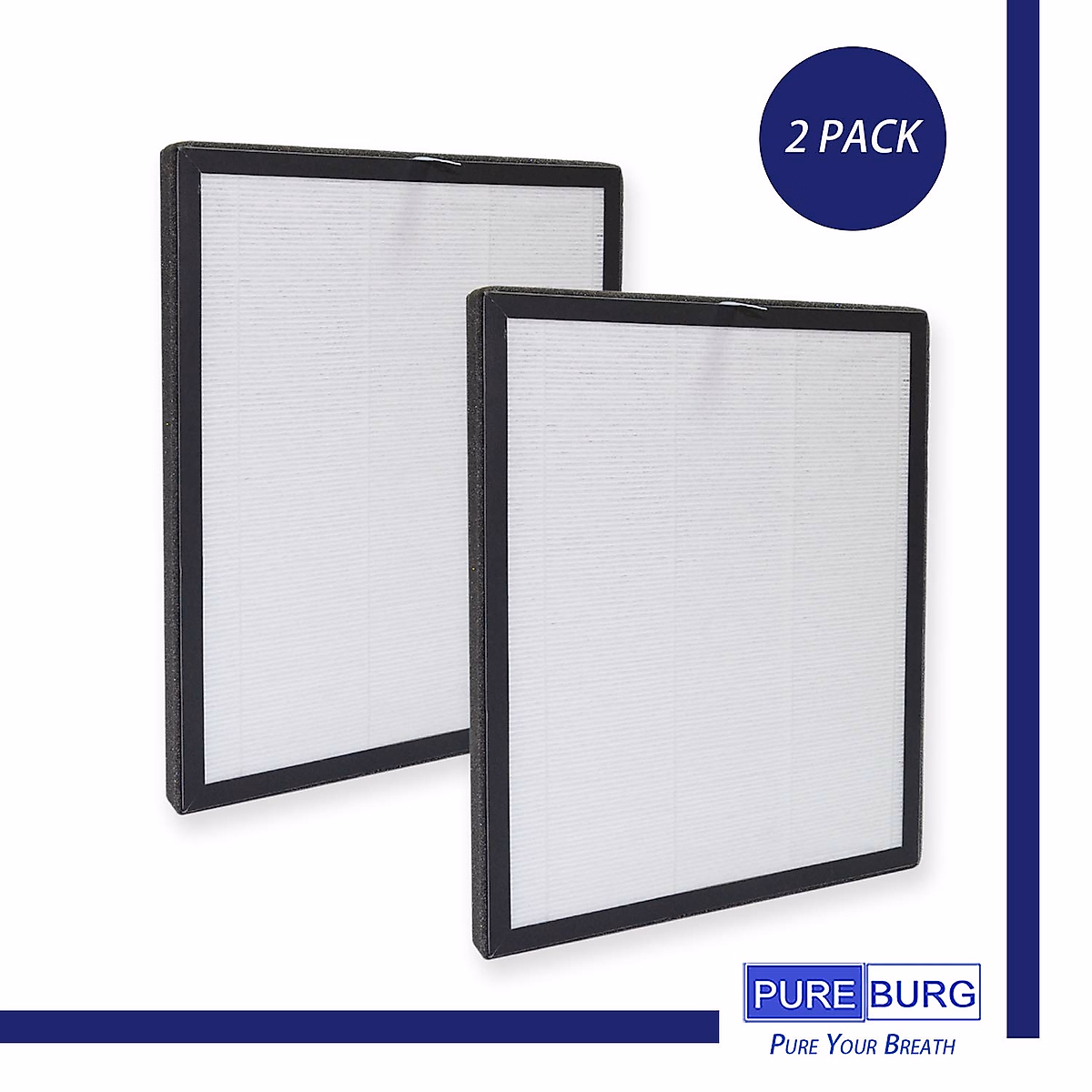 PUREBURG WA777 Replacement True HEPA Filter Compatible with Wagner Switzerland WA777, 883, 885, 886 Series/LEMARC USA WA777 Air Purifiers, H13 2-Pack