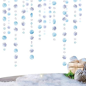 Blue Purple Snowflake Garland for Christmas Decoration Winter Wonderland Frozen Theme Party Hanging Decorations Snow Flake streamer banner backdrop for New Year Wedding Birthday Bridal Baby Shower