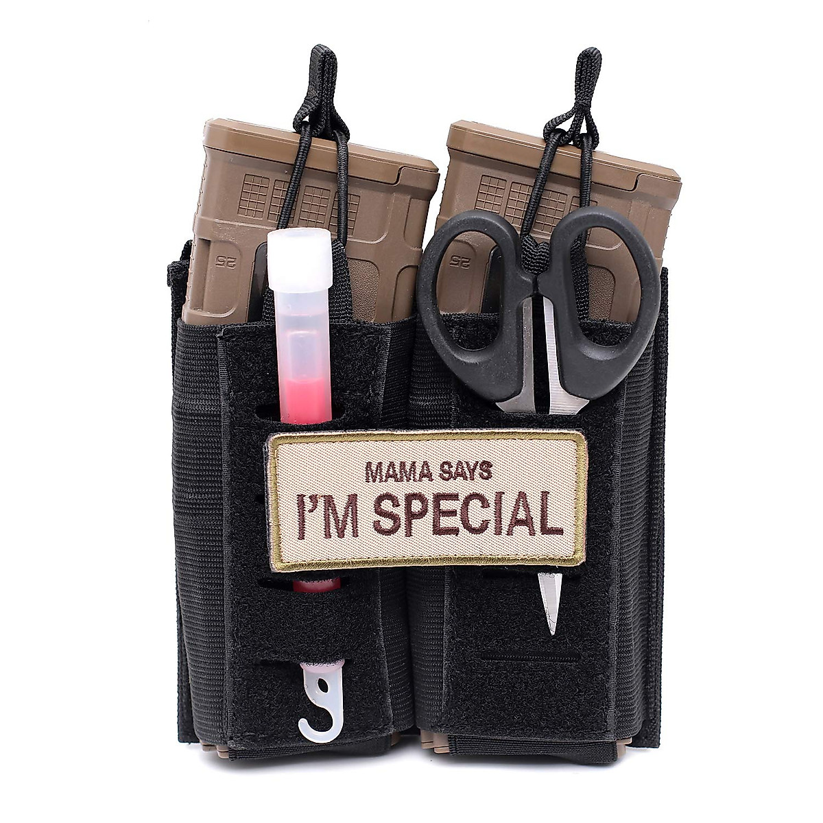 Double Mag Pouch Molle Open-Top Double Magazine Pouch for M4/M16/AR/AK Rifle Magazines (Black)