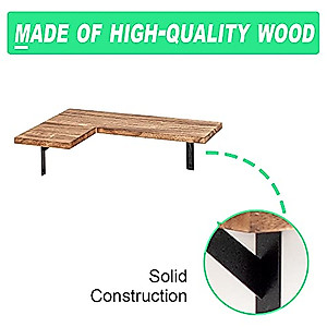 Coral Flower Wall Shelves Rustic Wood Corner Floating Shelves for Bedroom Living Room Bathroom Kitchen Set of 2