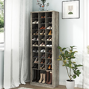 Hzuaneri 11-Tier Shoe Storage Cabinet, Free Standing Closet Organizers and Storage with 31 Open Cubbie, Space Saving Shoe Rack for Entryway, Bedroom, Greige SR02005B