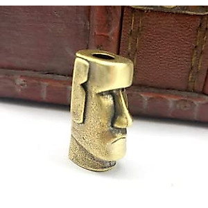 2pc Easter Island Stone Catcher Brass Knife Beads DIY Pendant Brass Bead Keychain Pendant Copper Paracord Bracelet Accessories EDC DIY Bead Paracord Accessories (color2)