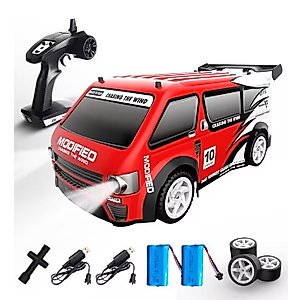 LOOZIX Drift RC Car, 1: 14 Scale 4WD 4X4 2.4Ghz Remote Control Truck Van, Ready to Run, RC On-Road Racing Car with LED Light for Boys Age 8-12 Years Old