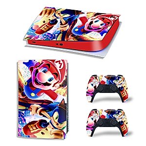 PS5 Console and DualSense Controller Skin Vinyl Sticker Decal Cover, Suitable for Playstation 5 Digital Edition Console and Controller, Durable, Scratch-Resistant, Disk Version (Hedgehog[8850])