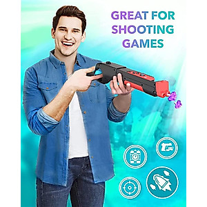 Skywin Gun Controller for N-Switch JoyCons - Compatible with Nintendo Switch Gun Shooting Games (Black)