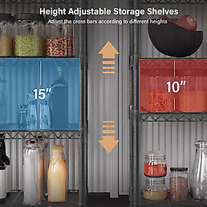 AHEONLAR 3 Tier Grey Storage Racks and Shelving - Heavy Steel Material Pantry Shelves - Adjustable Storage Shelf Metal Storage Rack Wire, Suitable for Warehouses, Closets, Kitchens…