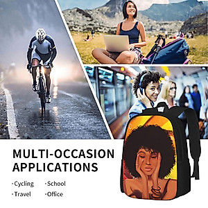 African American Girls School Backpack, Casual Lightweight Afro Black Girl School Bag Bookbag for Women Teens Students School Office Travel, 17 Inches (Orange)