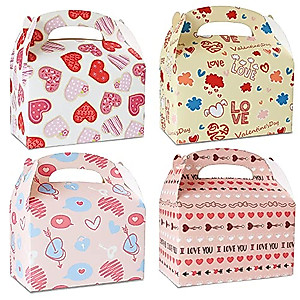 Lucleag 12 Pack Valentine’s Day Gift Boxes, Valentines Cupcake Boxes Cookie Boxes for Kids Couple, Valentine Goodie Paper Boxes Treats Boxes Exchange Gift Box for Valentines Day, 6.7"x6.3"x3.8"