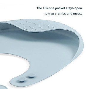 PandaEar 3 Pack Super Light Silicone Baby Bibs for Boys Girls| Waterproof Baby Bibs with Pocket Food Catcher, Soft Adjustable Silicone Feeding Bibs