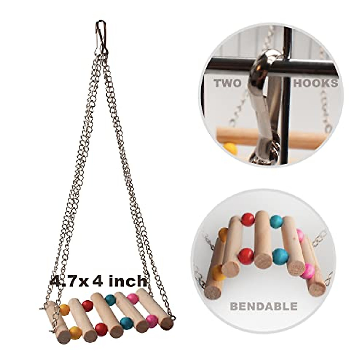 3PCS Bird Perches. Bird Rope Perche Parakeet Standing Chewing Toy Bird Swing. Bird Cage Accessories Suitable for Small Parrot, Budgies, Cockatiels, Mynah, Lovebirds