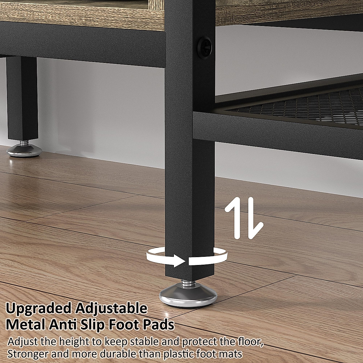 VECELO Industrial TV Stand for 65 Inch Television Cabinet 3-Tier Console with Open Storage Shelves, Entertainment Center Metal Frame for Living Room, Bedroom, 55 Inch, Grey