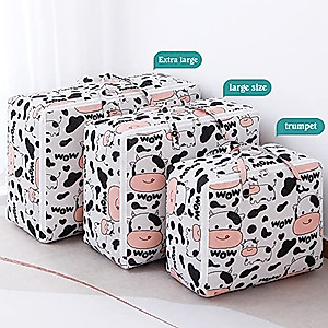 Largecapacity Storage Bag with Handle, Foldable Storage Bucket for Quilt Blanket, Largecapacity Storage Bag, Breathable Clothes Storage for Blankets,Clothes, Pillows, Quilts