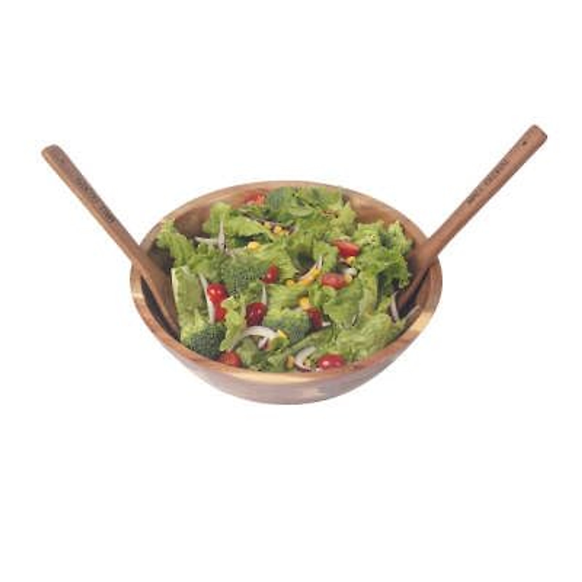 MALL GLOBAL 3 Piece Acacia Wood Salad Serving Bowl Set, Large Bowl for Fruit, Big Wooden Mixing Bowl for Kitchen, Big Salad Bowl with Serving Utensils.