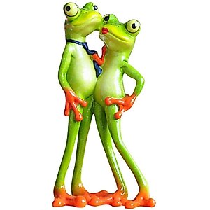 Modern Crafts Resin Frog Decoration Ornaments Living Room TV Cabinet Decoration Fun Decompression Ornaments for Home Office Desk Decoration (Kiss Frog)
