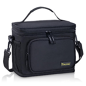 BALEINE 20 Can Full Size Insulated Lunch Bag, Large Leakproof Cooler Bag with Adjustable Shoulder Strap for Office Work Picnic, Freezable Lunch Box (Large, Black)