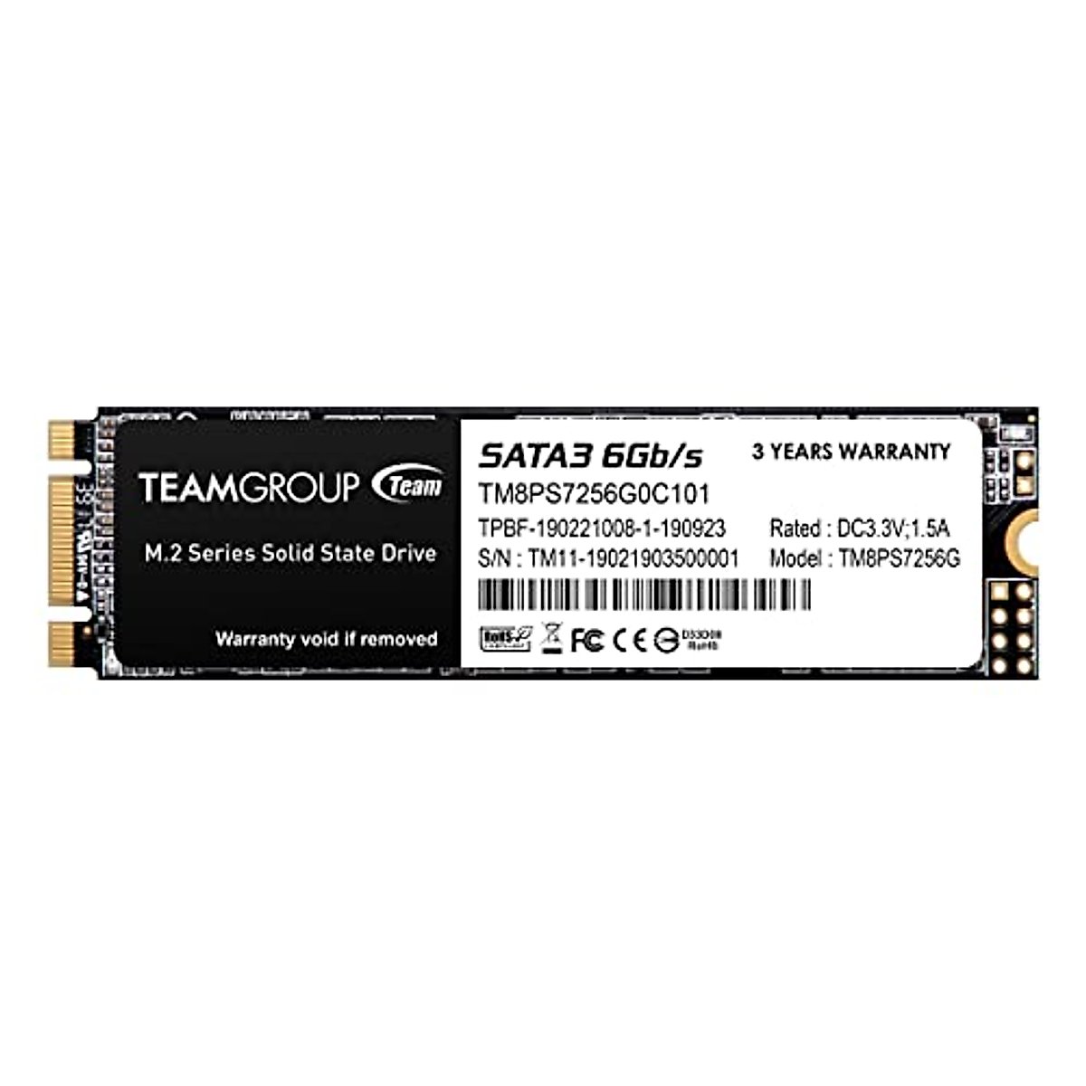 TEAMGROUP MS30 256GB with SLC Cache 3D NAND TLC M.2 2280 SATA III 6Gb/s Internal Solid State Drive SSD (Read/Write Speed up to 500/400 MB/s) Compatible with Laptop & PC Desktop TM8PS7256G0C101