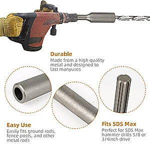AQQHSAIN SDS MAX Ground Rod Driver 3/4 Inch Ground Rod Driver Bit for use with Rotary Hammer Drill Sabre Tools 3/4 Inch