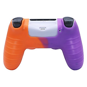 Water Transfer Printing Silicone Skin for PS4 RALAN, Silicone Skin Controller for PS4 Slim/PS4 Pro Controller (Black Pro Thumb Grip x 8,Cat + Skull Cap Cover Grip x 2)