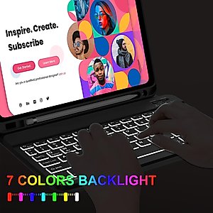 YEHOBU Galaxy Tab S8+/S7 FE 2021/S7 Plus 2020 Case, Detachable Bluetooth Backlit 12.4" Keyboard Protective Cover with S Pen Holder, Black(Tab Not Included)