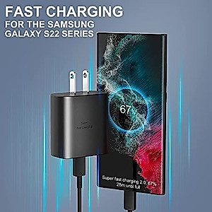 Samsung 45W Super Fast Charger,USB C Super Fast Charging for Samsung Galaxy S23 Ultra/S23/S23+/S22/S22+/S22 Ultra/S21/S21 Ultra/S20+/Note 20/Note 10/Galaxy Tab S7/S7+/S8/S8 Ultra with 6FT Type C Cable