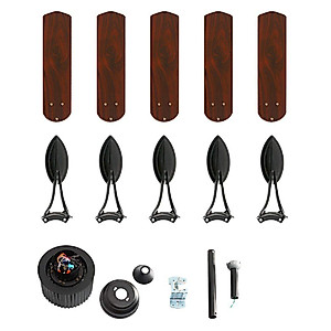 LuxureFan Vintage Industrial Ceiling Fan Light for Restaurant/Living Room with Create Iron Cage Cover Pull Chain/Remote and 5 Reversible Wood Leaves (48Inch)