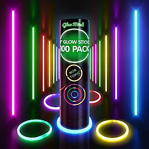 100 Ultra Bright Glow Sticks Bracelets and Necklaces - Halloween Glow in The Dark Party Supplies Decorations - Bulk 8" Glowsticks Party Favors Pack