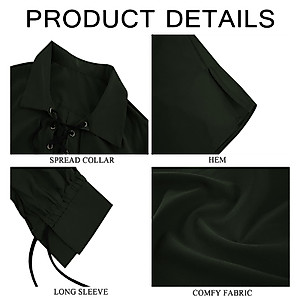 Mens Medieval Pirate Shirt Viking Renaissance Lace up Mercenary Halloween Scottish Jacobite Ghillie Tops