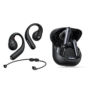 Soundcore by Anker AeroFit Pro Open-Ear Headphones with Liberty 4 NC Noise Cancelling Earbuds, Ultra-Comfort, Secure Fit, Ergonomic Design, Rich Sound with LDAC, IPX5 Water-Resistant, 46H Playtime