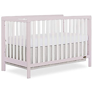 Dream On Me Ridgefield 5-in-1 Convertible Crib in Blush Pink & White, Greenguard Gold Certified