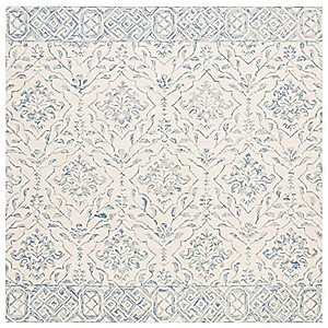 SAFAVIEH Dip Dye Collection 8' Square Light Blue/Ivory DDY901L Handmade Premium Wool Living Room Dining Bedroom Area Rug