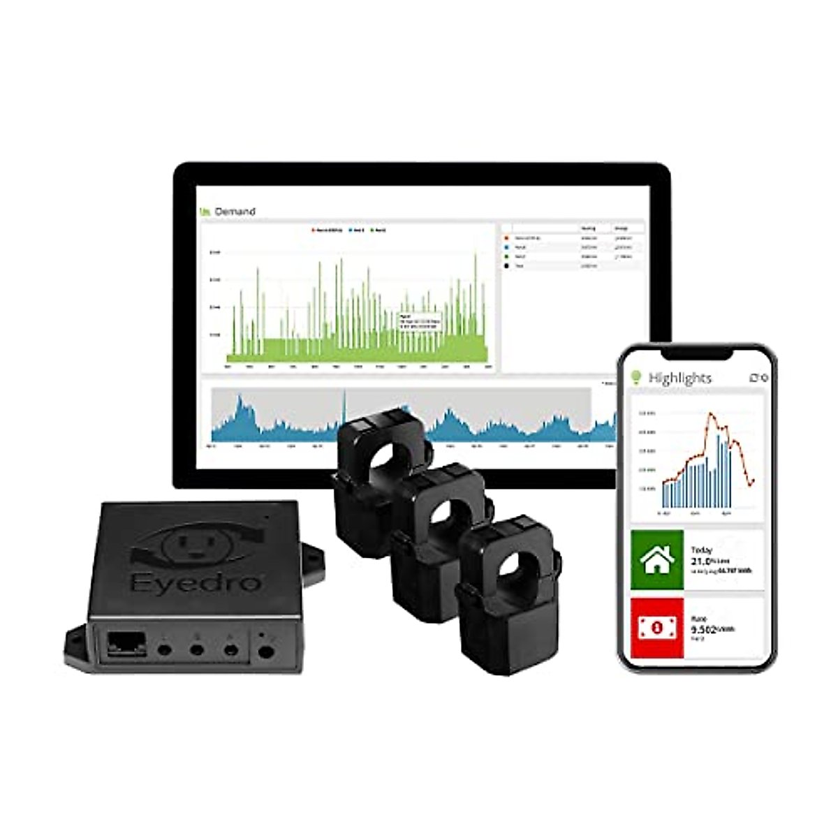 Eyedro Business 3-Phase Solar & Energy Monitor - View Your High Resolution Energy Usage in a Variety of ways via My.Eyedro.com (No Fee) - Energy Costs in Real Time - EYEDRO5-BEW (Ethernet/WIFI)