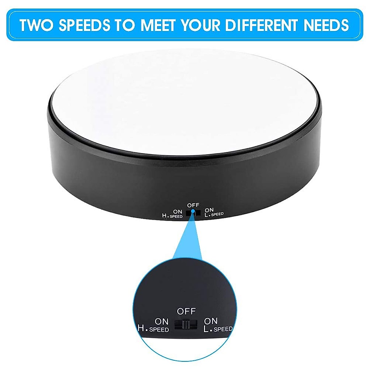 Rotating Display Stand, Speed Adjustable Electric 360° Turntable Display Holder Mirror Motorized Revolving Base Battery Powered for Displaying Jewelry Watch Digital Photography