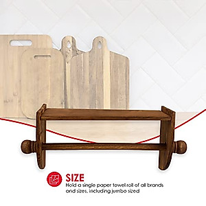 Home Basics Quick Install Rustic Pine Wood Wall Mounted Paper Towel Holder with Flat Top, Brown